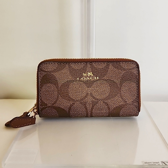 Coach | Bags | Coach Signature Double Zip Card Wallet | Poshmark